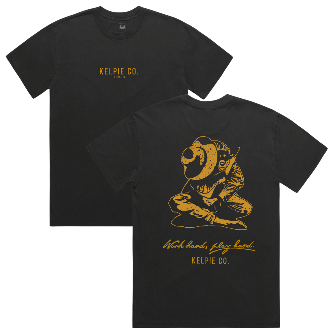 Kelpie Tshirt - Kelpie Co Hug Oversized Unisex Tee - Faded Black ...